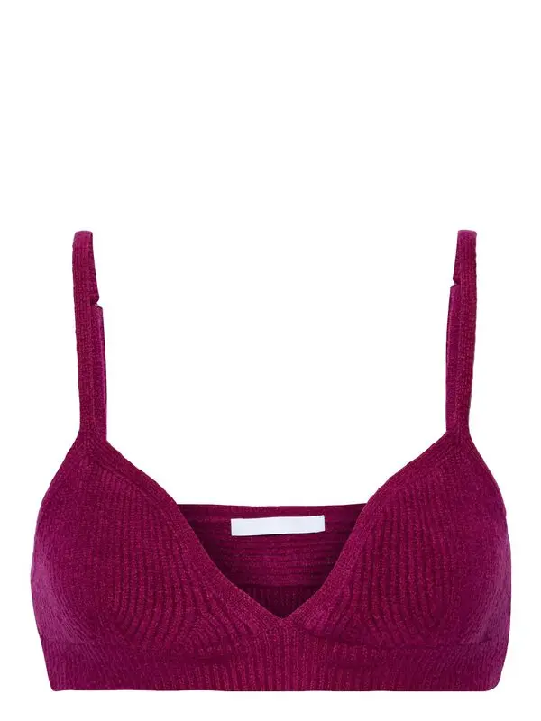 Helmut Lang Cozy Ribbed Cotton-blend Bra Top - Magenta