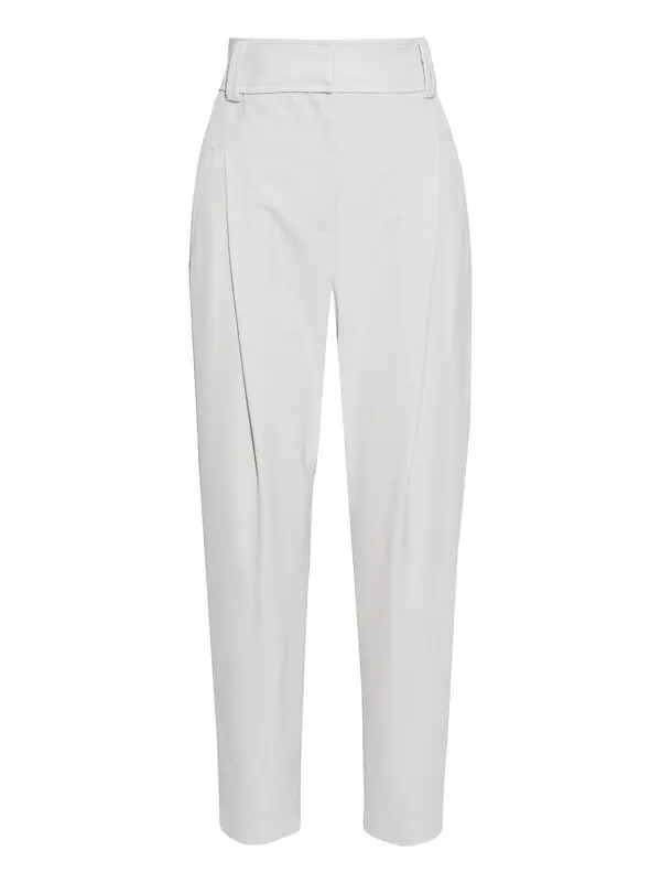 Brunello Cucinelli Cropped Pleated Tapered Pants - Light Gray