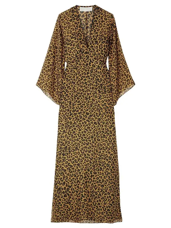Michelle Mason Wrap-effect Leopard-print Silk-chiffon Maxi Dress - Animal Print