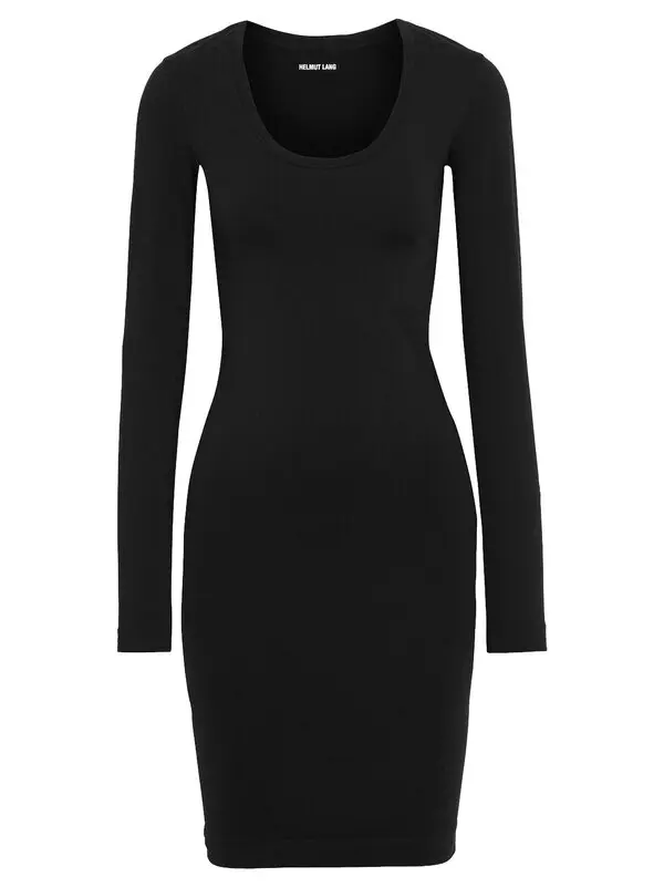 Helmut Lang Long Sleeve Stretch Jersey Dress - Black