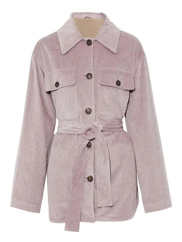 Brunello Cucinelli Belted Cotton-blend Corduroy Jacket - Lilac