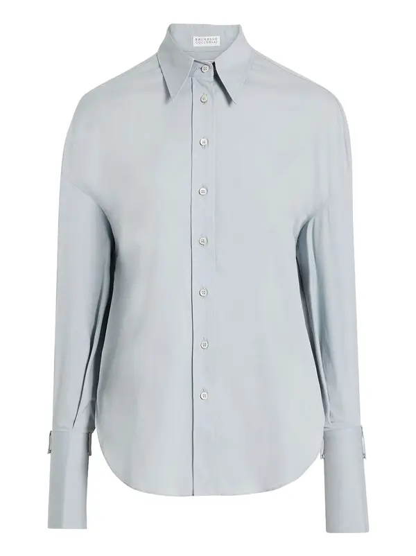 Brunello Cucinelli Cotton-blend Poplin Shirt - Light Blue