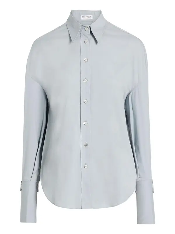 Brunello Cucinelli Cotton-blend Poplin Shirt - Light Blue