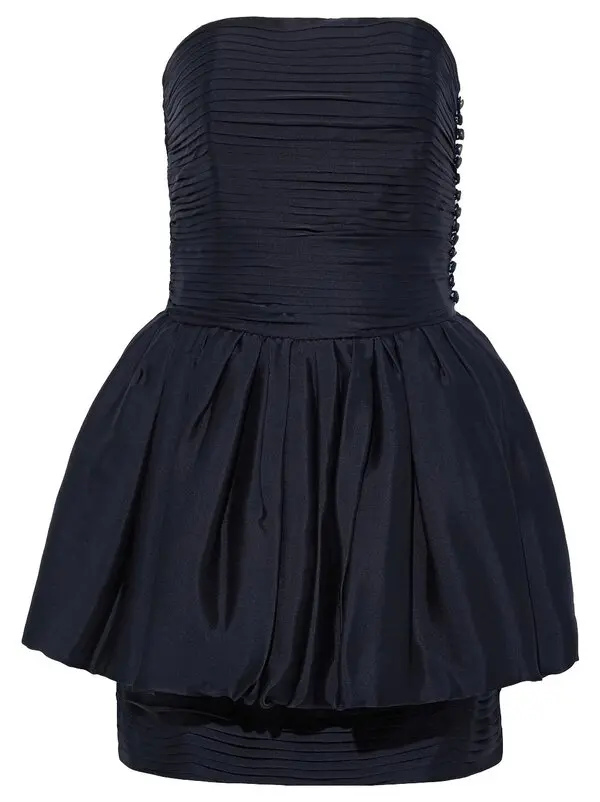Alexandre Vauthier Strapless Silk-faille Mini Dress With Button Embellishments - Navy
