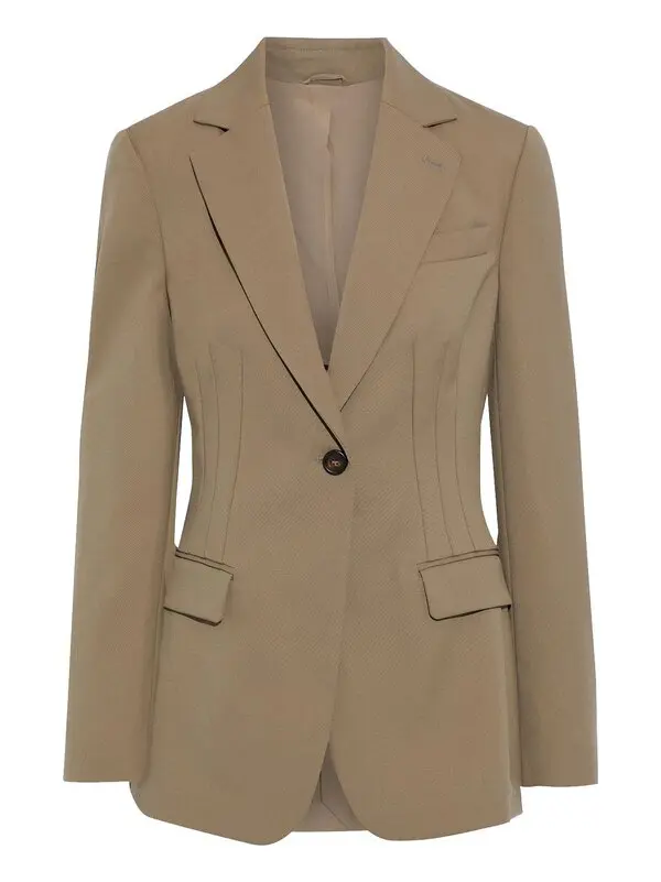 Brunello Cucinelli Bead-embellished Wool-gabardine Blazer - Taupe