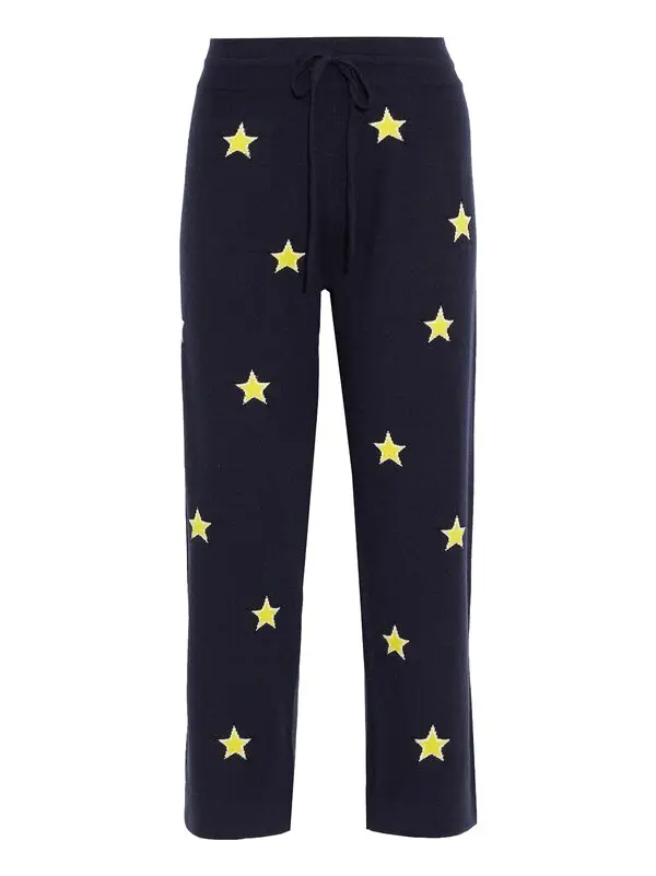 Chinti & Parker Cropped Star Intarsia Wool And Cashmere-blend Track Pants - Black