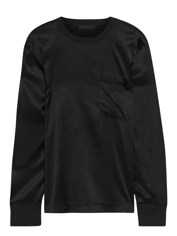 Helmut Lang Printed Stretch-silk Satin Top - Black