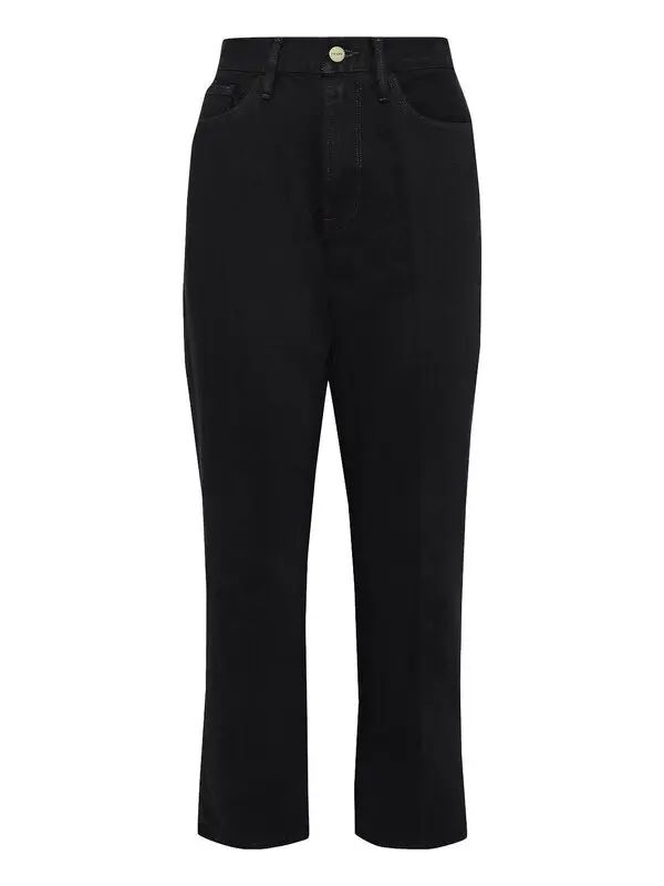 FRAME Le Piper Cropped High-rise Straight-leg Jeans - Black