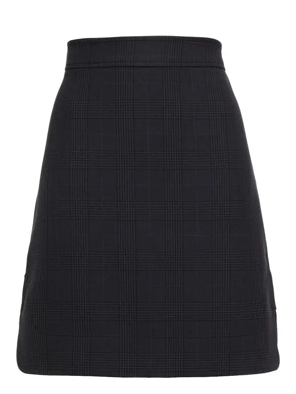 GANNI Checked Woven Mini Skirt - Anthracite