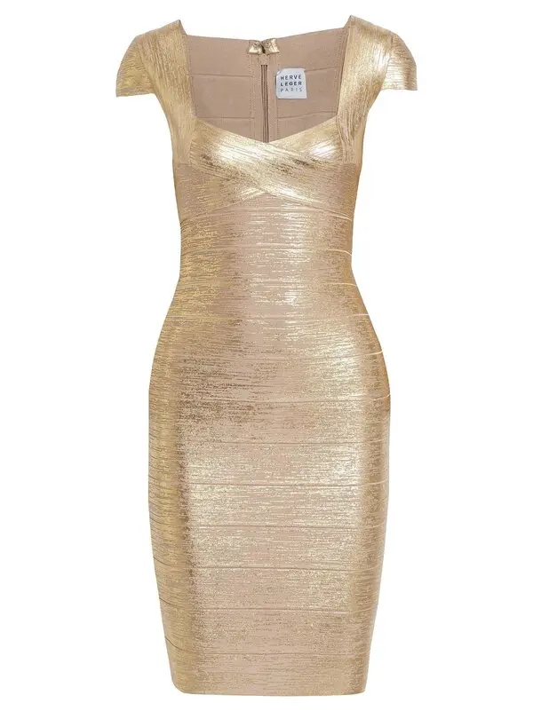 Herve Leger Metallic Bandage Mini Dress - Gold