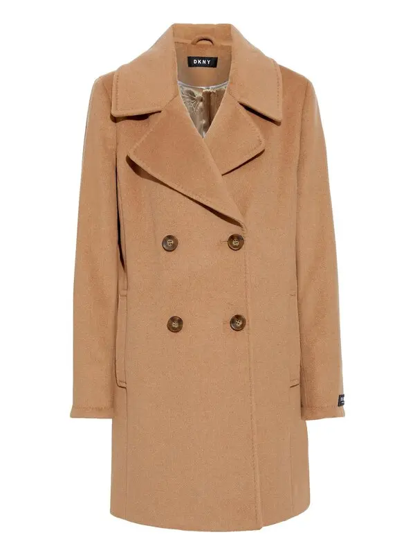Dkny Double-breasted Wool-blend Felt Coat - Sand