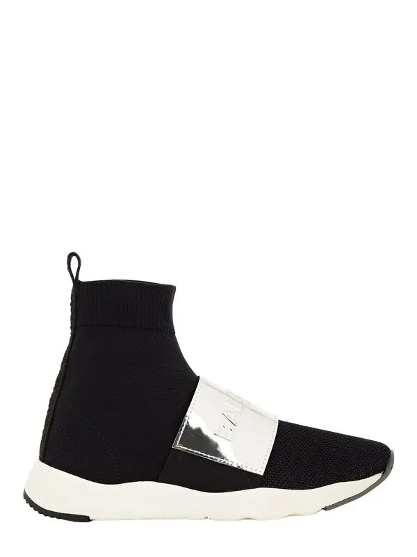 Balmain High-top Sneakers With Metallic Leather Trim - Black