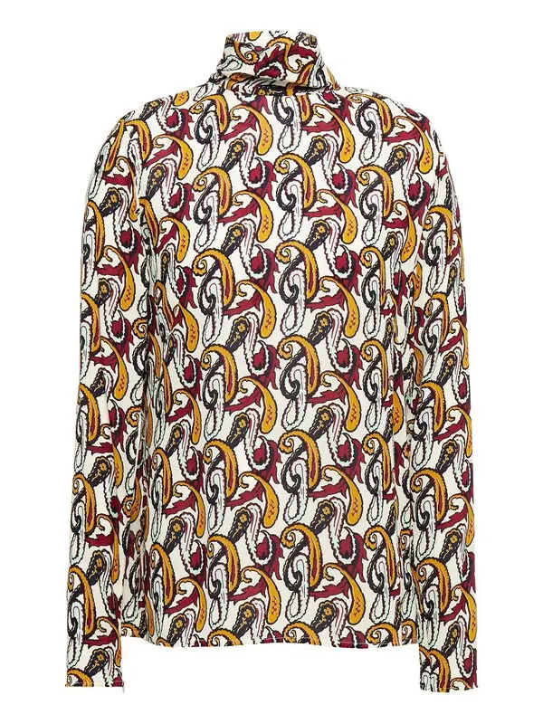 Victoria Beckham Printed Crepe Top - Beige