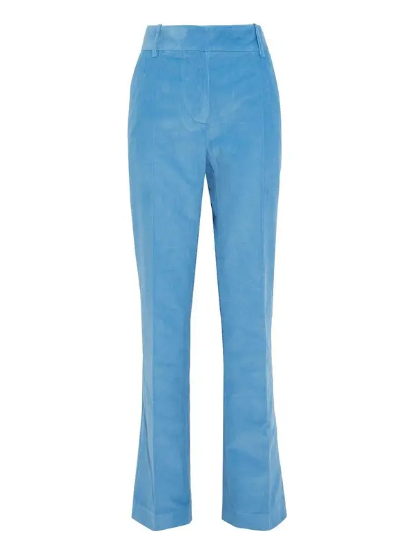 Victoria Beckham Cotton-corduroy Straight-leg Pants - Azure