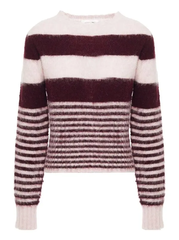 Victoria Beckham Brushed Striped Wool Sweater - Burgundy
