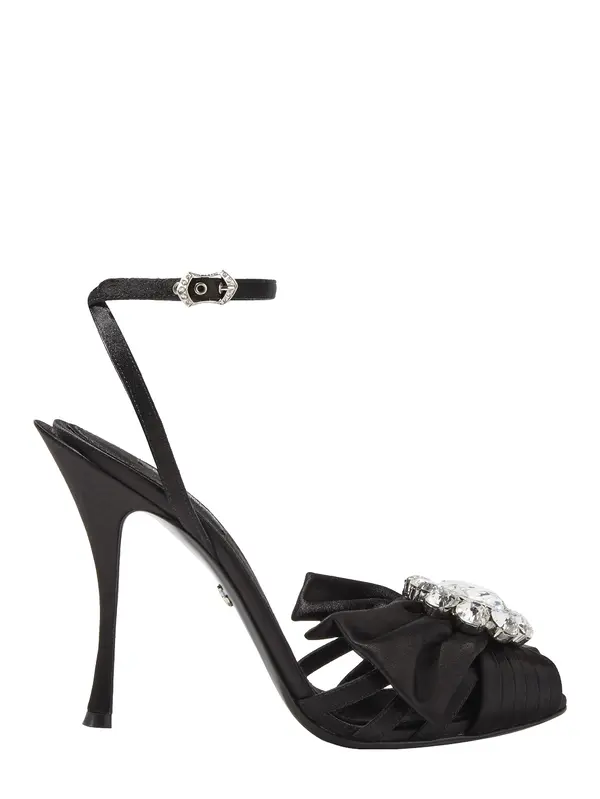 Dolce & Gabbana Bette 110 Crystal-embellished Satin Sandals - Black