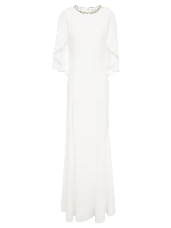 Jenny Packham Lotus Cape-back Crystal-embellished Bridal Gown - Ivory