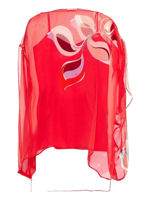 Emilio Pucci Printed Silk-blend Voile Blouse - Red
