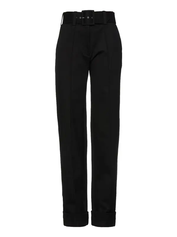 Victoria Beckham Belted Stretch-ponte Wide-leg Pants - Black