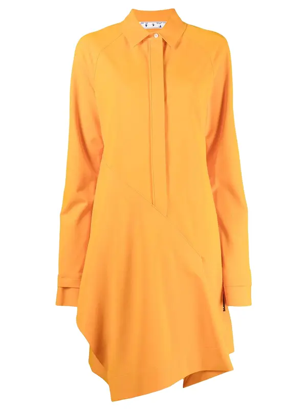 Off-White Panelled Shirt Dress - Yellow