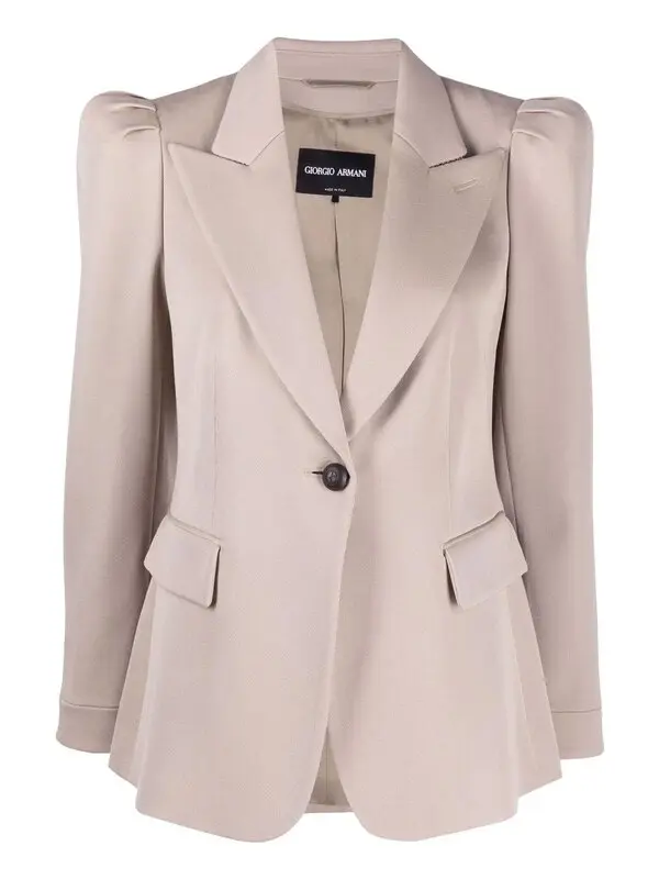 Giorgio Armani Fitted Blazer With Padded Shoulders - Neutrals