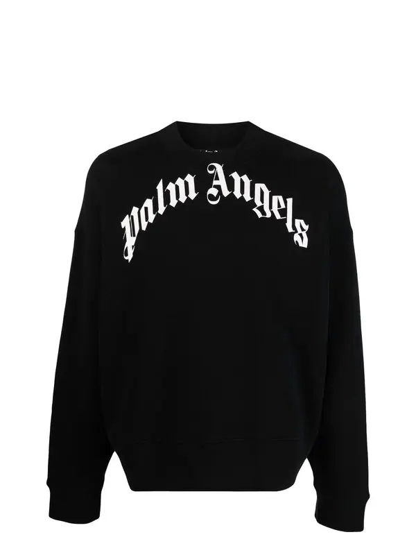 Palm Angels Logo-print Long-sleeve Sweatshirt - Black