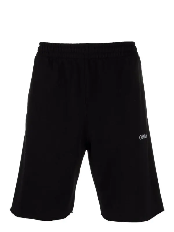 Off-White Logo-print Knee-length Track Shorts - Black