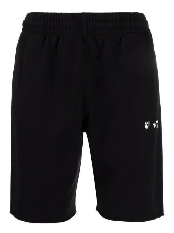 Off-White Logo-print Cotton Track Shorts - Black