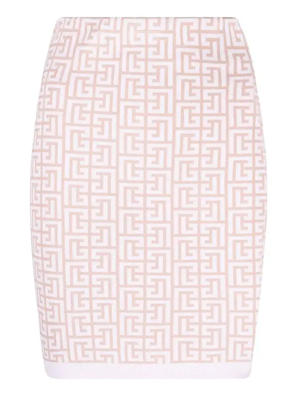 Balmain Monogram Knitted Skirt - Neutrals