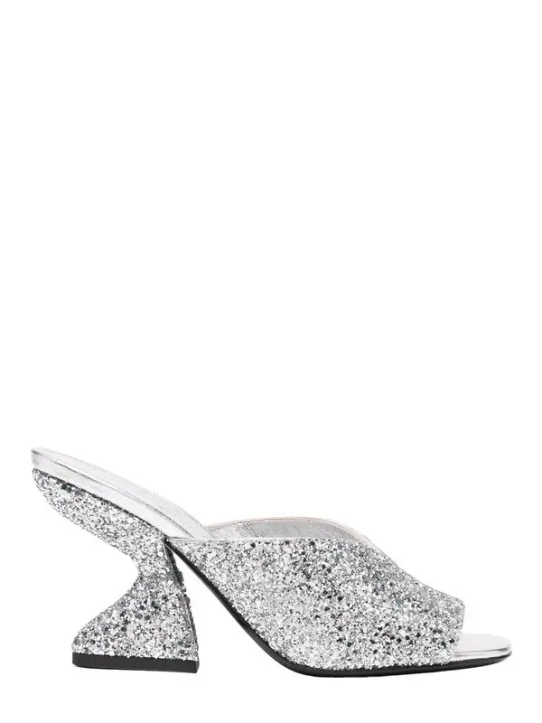 FERRAGAMO 80mm Sansu Metallic Glitter Sandals - Silver