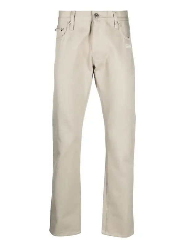 Off-White Logo Print Straight-leg Jeans - Neutrals