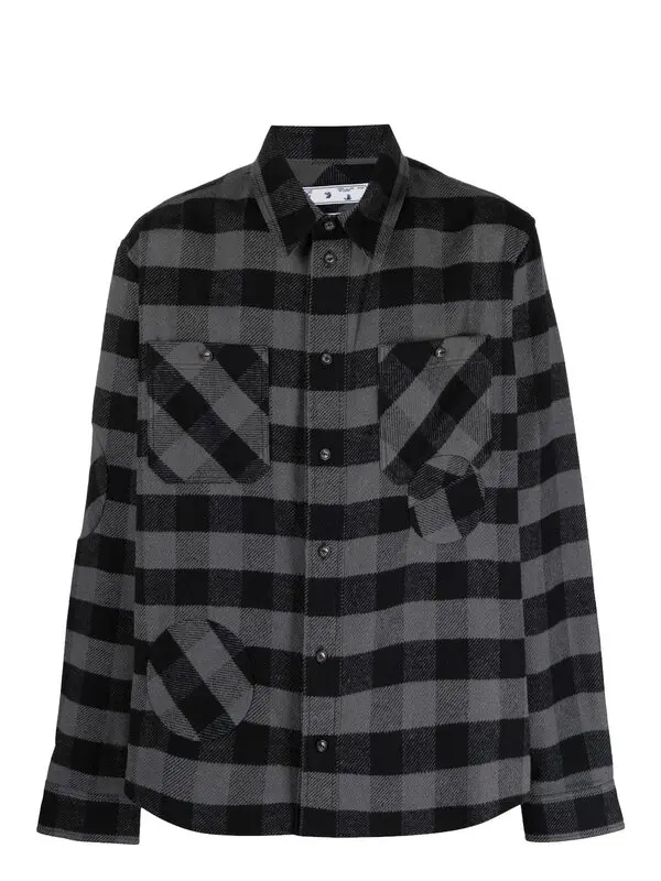 Off-White Check Patch-detail Shirt - Black