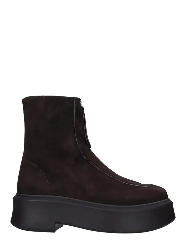 THE ROW Zipped Suede Ankle Boots 50 - Brown