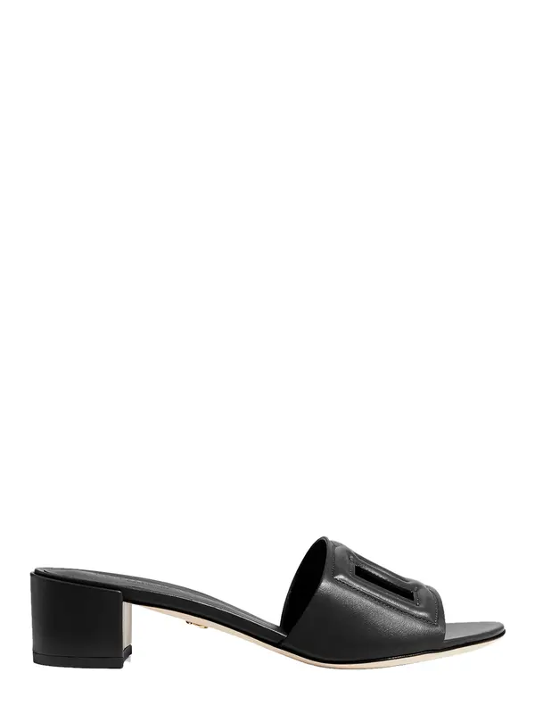 Dolce & Gabbana 40mm Dg Cutout Leather Slides - Black