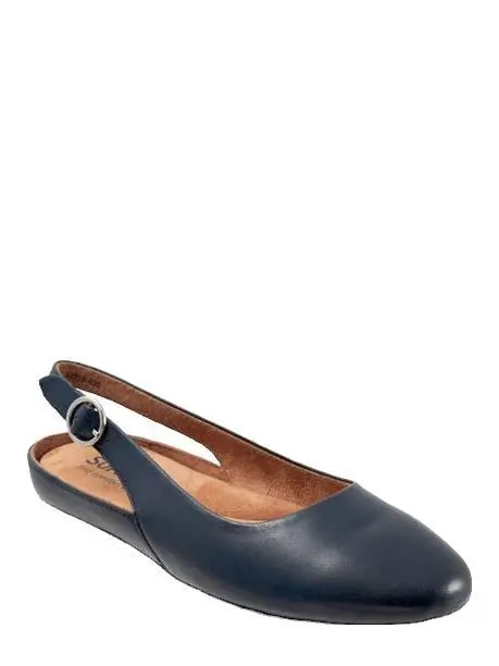 Softwalk Slingback Flat - Navy Nappa Leather