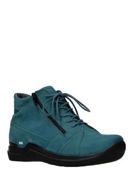 WOLKY Why Water-resistant High-top Sneakers - Petrol Antique Nubuck
