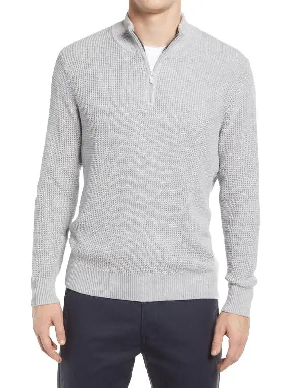 THE NORMAL BRAND Waffle Knit Quarter Zip Pullover - Grey