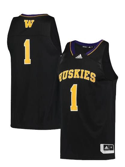 Adidas 1 Washington Huskies Reverse Retro Jersey - Black