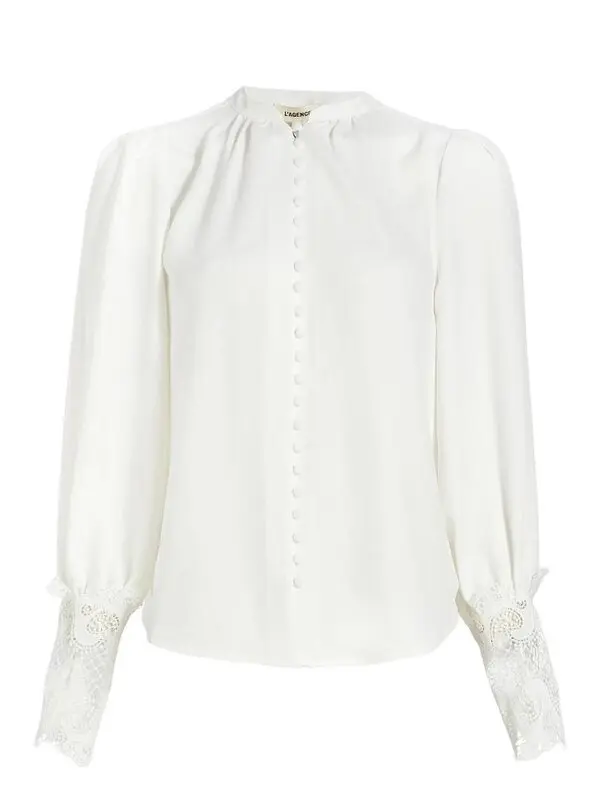 L'Agence Ava Lace Cuff Blouse - Ivory