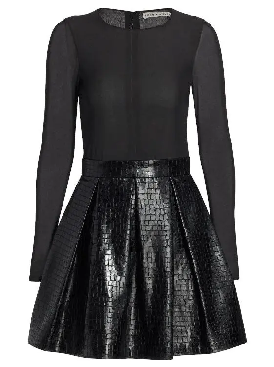 Alice + Olivia Chara Faux Leather Party Dress - Black