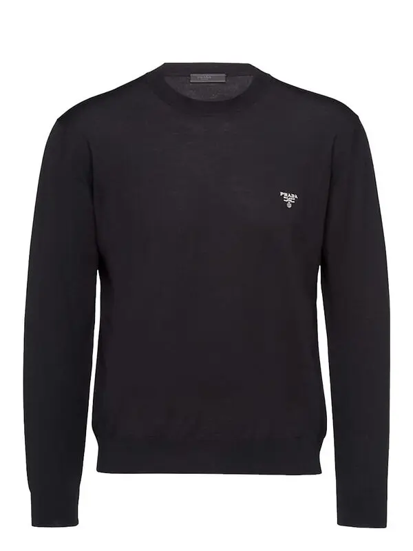 Prada Superfine Wool Crewneck Sweater - Nero