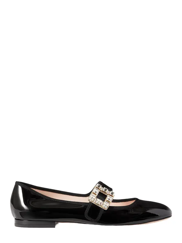 ROGER VIVIER Très Vivier Strass Babies Patent-leather Ballet Flats - Black