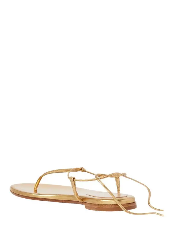 GIANVITO ROSSI Gwyneth Metallic Leather Sandals - Gold