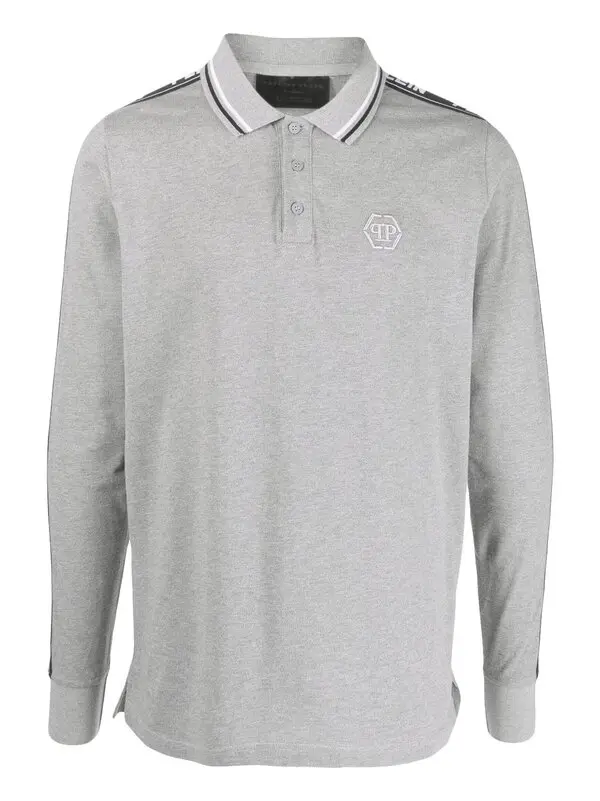 Philipp Plein Logo Embroidered Polo Shirt - Grey