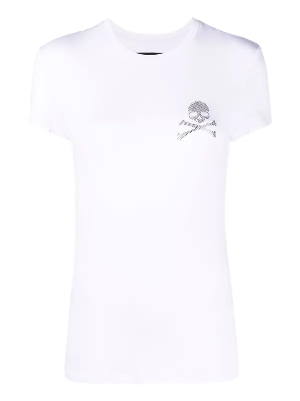 Philipp Plein Rhinestone Skull T-shirt - White