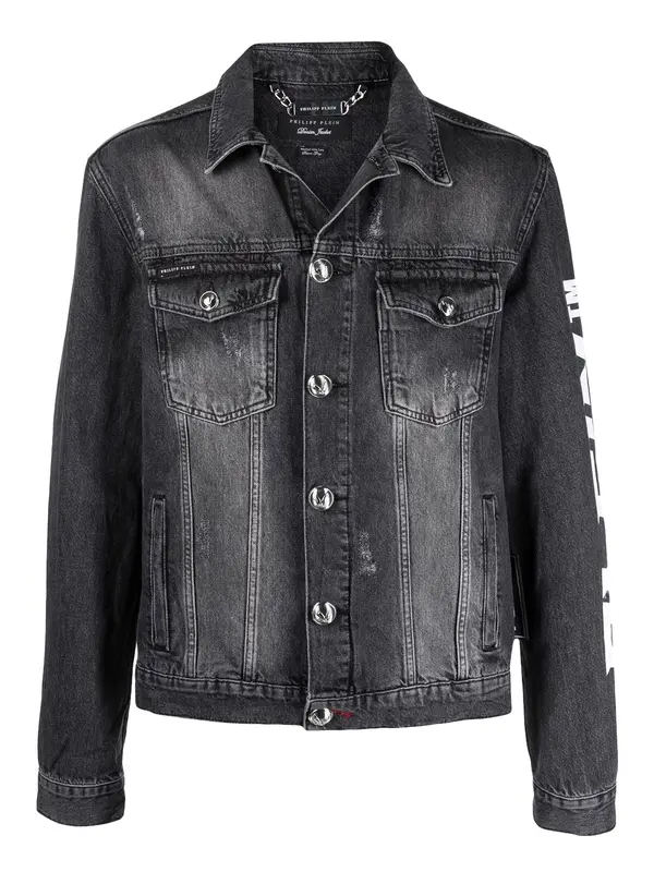 Philipp Plein Logo Denim Jacket - Grey