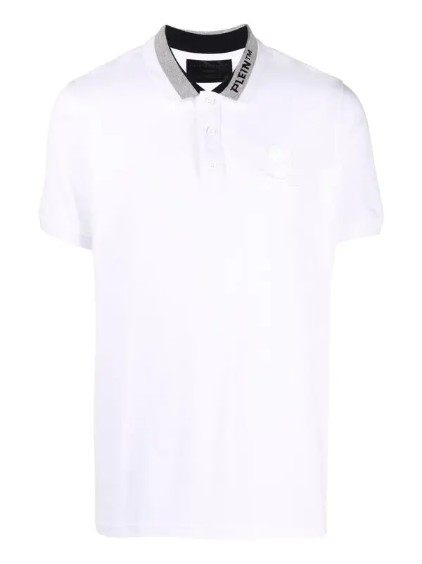 Philipp Plein Logo Embroidered Polo Shirt - White