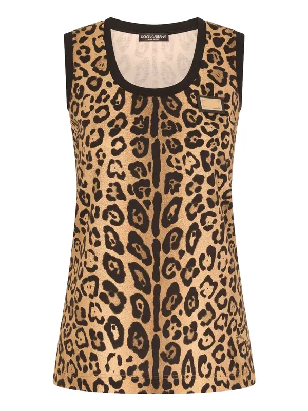 Dolce & Gabbana Leopard-print Tank Top - Brown