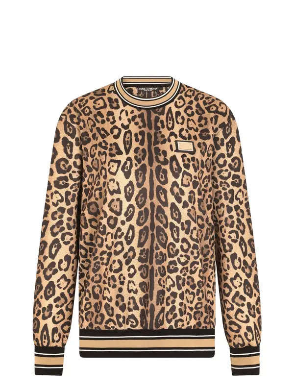 Dolce & Gabbana Leopard-print Jersey Sweatshirt - Brown
