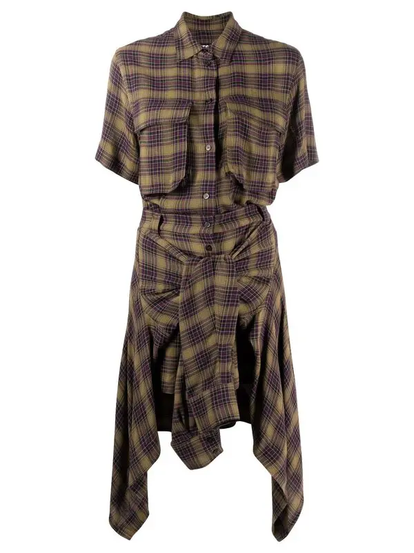 DIESEL Check-print Shirt Dress - Green
